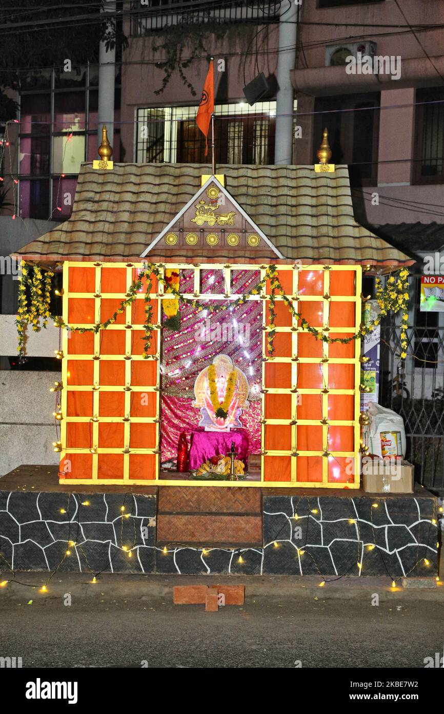 Small roadside shrine dedicated to the Goddess Attukal Devi (popularly ...