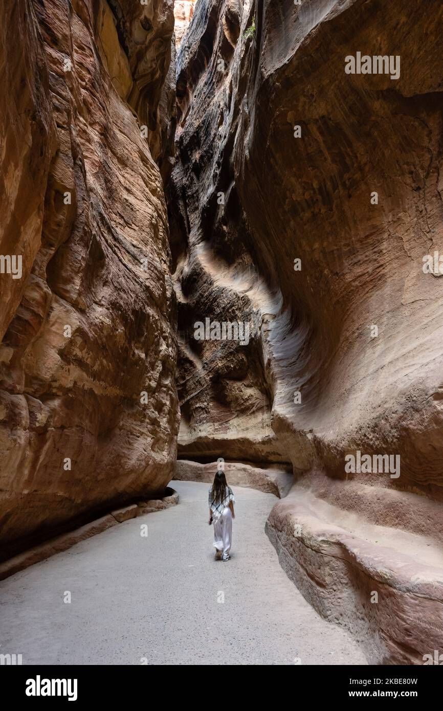 Petra, Jordan - October 27 2022: The Siq Gorge Entrance to the Nabatean ...