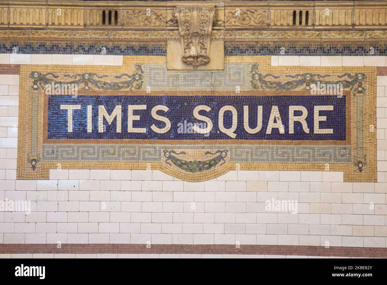 Times Square 42 St subway underground station in NYC with an old ...