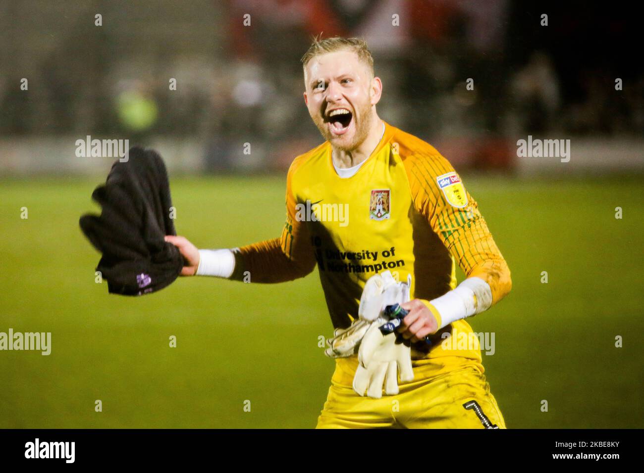 David Cornell of Northampton Town FC celebrates following the final ...