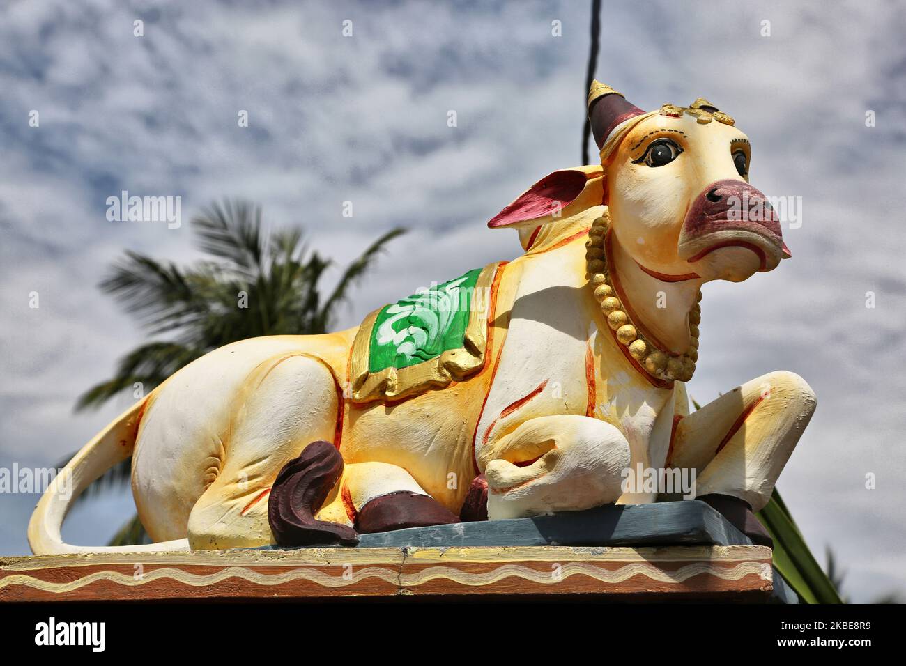 Figure of a bull at a luxury wedding hall on the grounds of the Amman ...