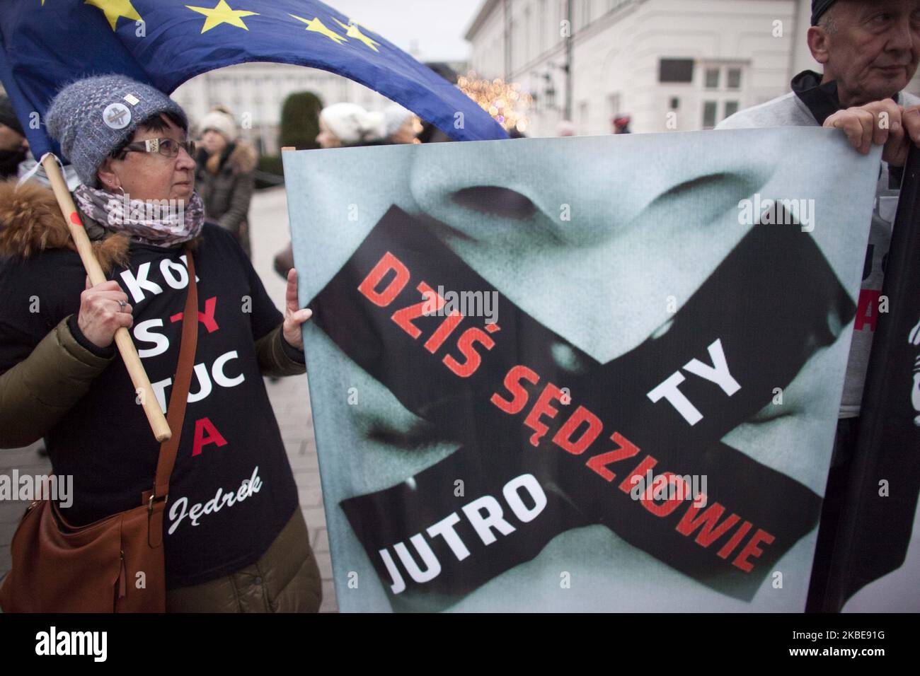 Protesters seen at massive protest against judicial system reforms ...