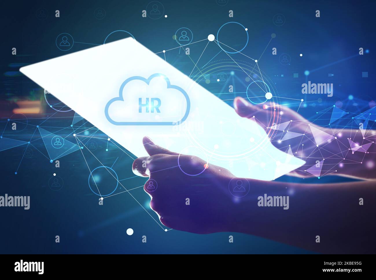 Hand holdig futuristic tablet concept Stock Photo - Alamy