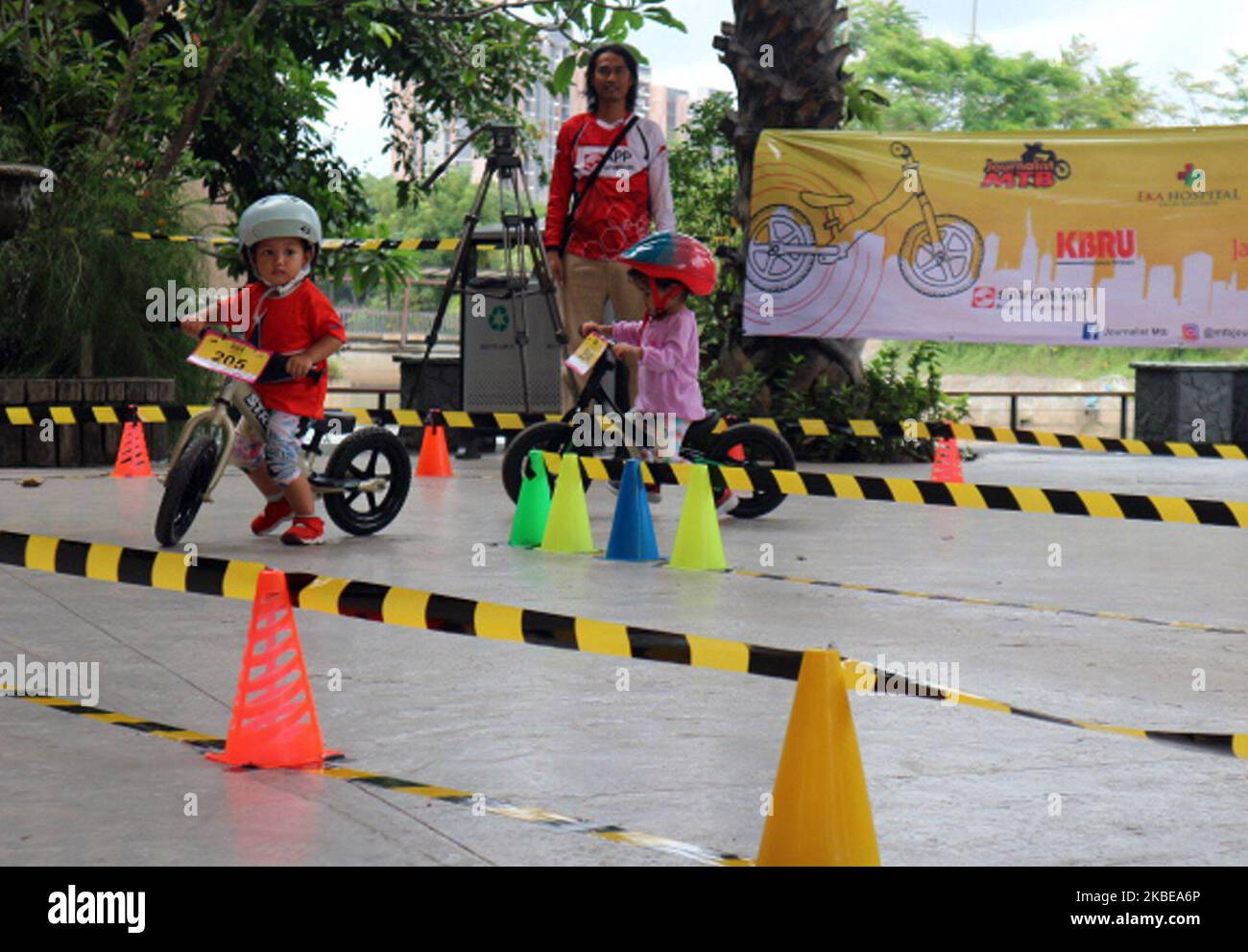Early age bicycle racers compete at the 2020 Balance Bike Competition ...