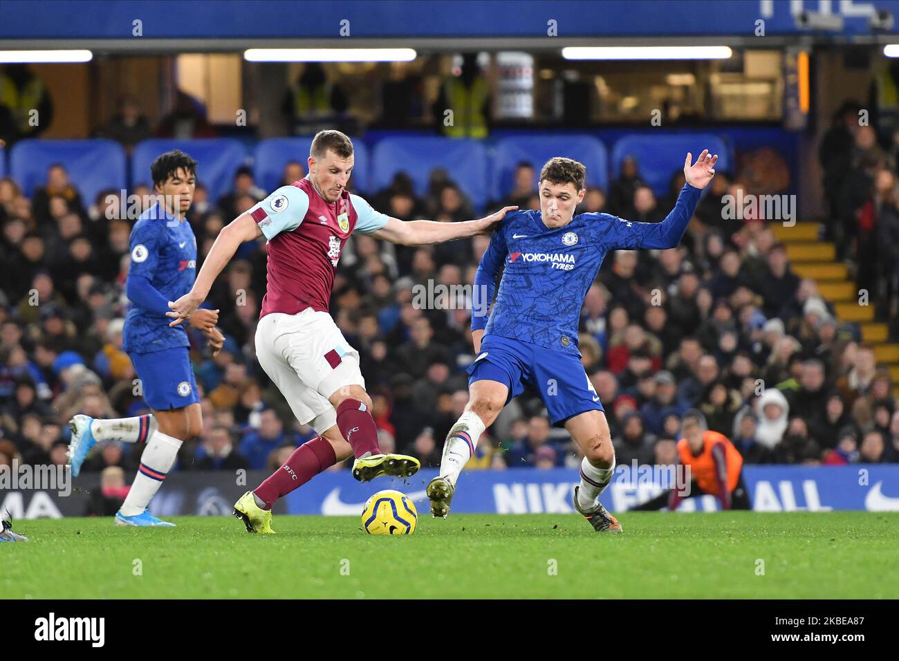 Chelsea challenges chris wood of burnley hi-res stock photography and ...
