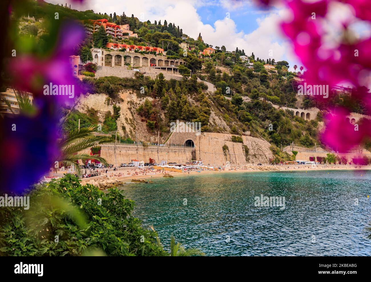 View of French Riviera coast with Villefranche sur Mer picturesque ...