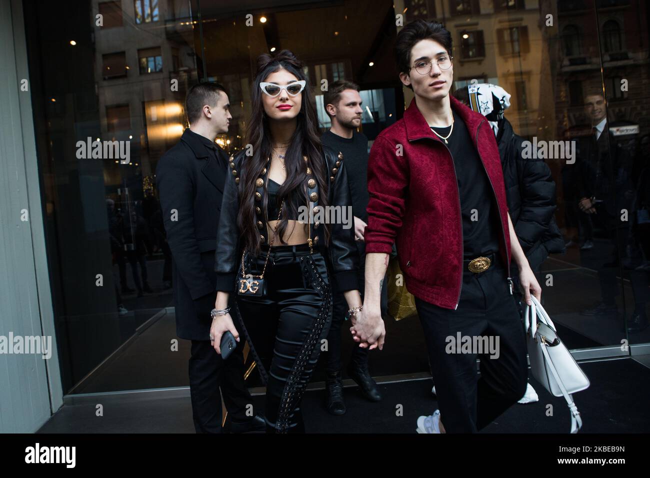 Elisa Maino (L) and Diego Lazzari (R) arrivals at Dolce e Gabbana ...