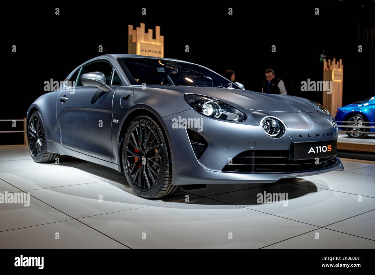 At Brussels Dream Cars Show 2020 the brand Renault Alpine exhibits its model Alpine A110 S ...
