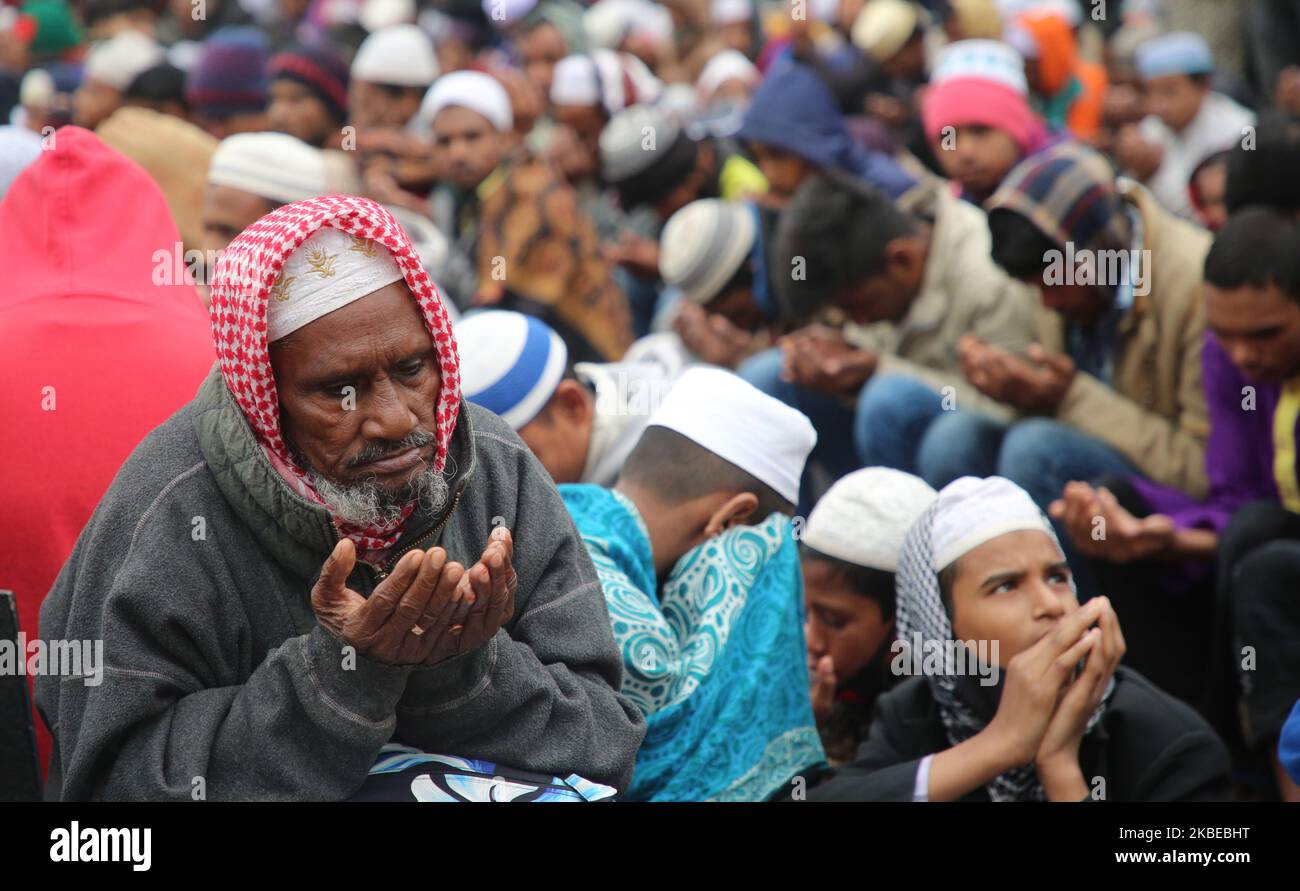 Muslim devotees pray the final prayer of Bishwa Ijtema, which is ...