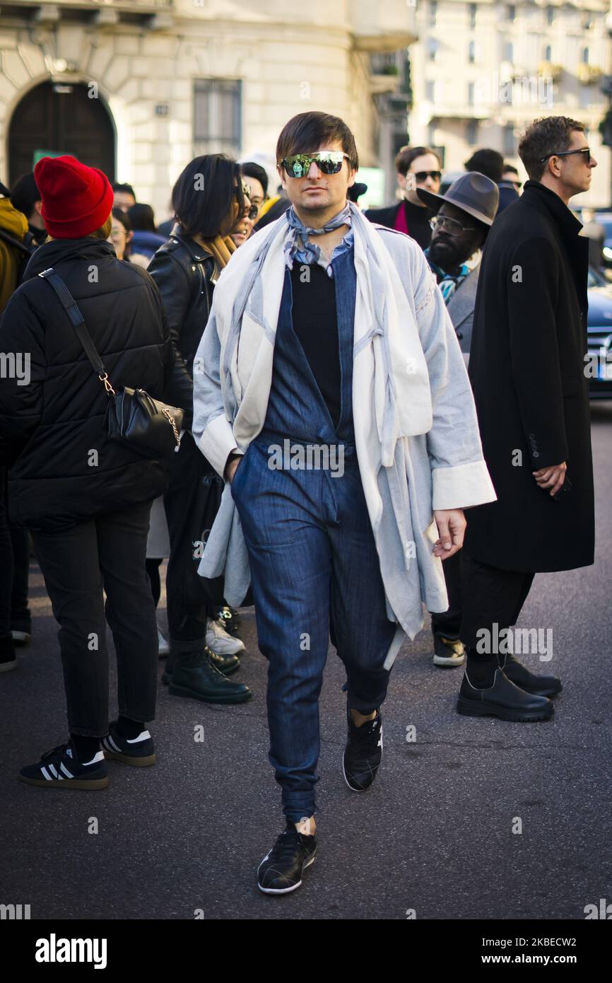 Guest arrives during the Milan Men's Fashion Week Fall/Winter 2020/ ...