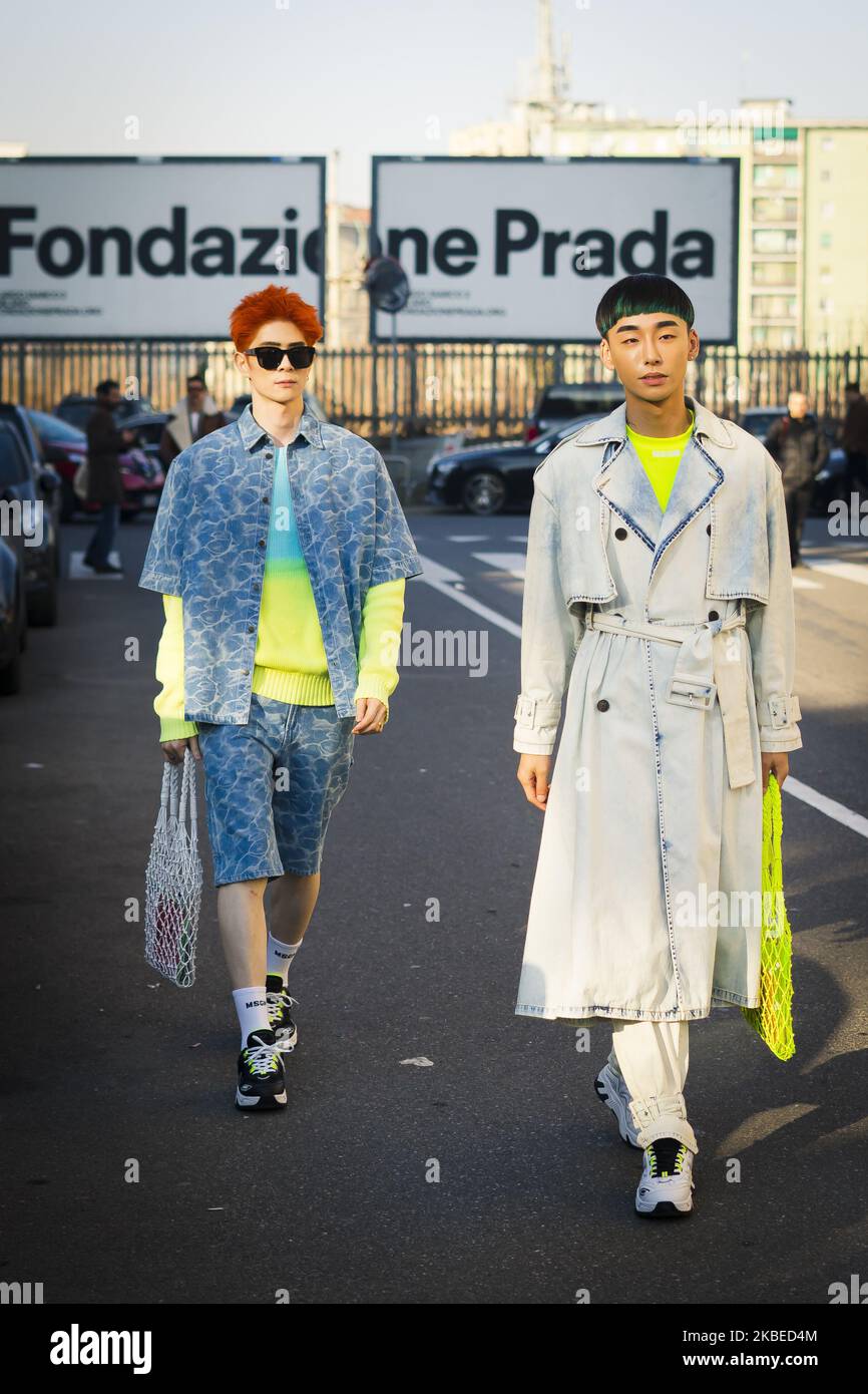 Guest arrives during the Milan Men's Fashion Week Fall/Winter 2020/ ...