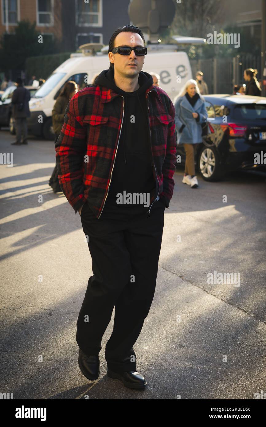 Guest arrives during the Milan Men's Fashion Week Fall/Winter 2020/ ...