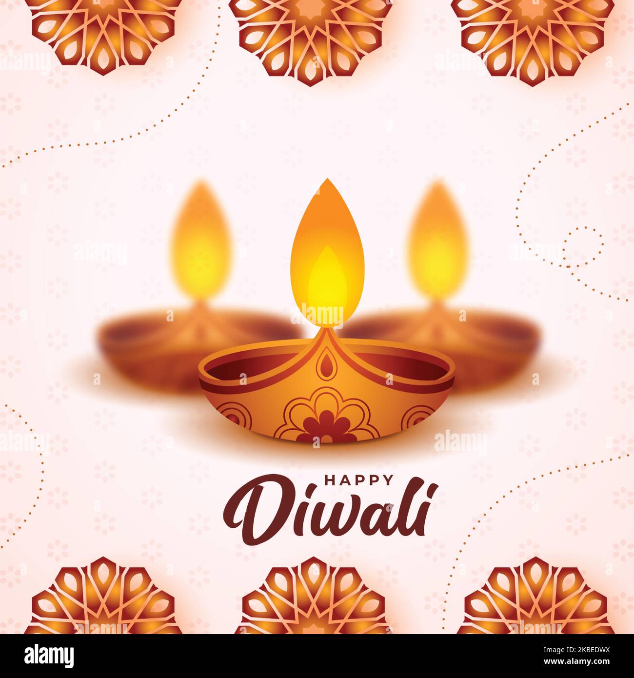 shubh diwali poster background with isolated diya and floral decoration ...