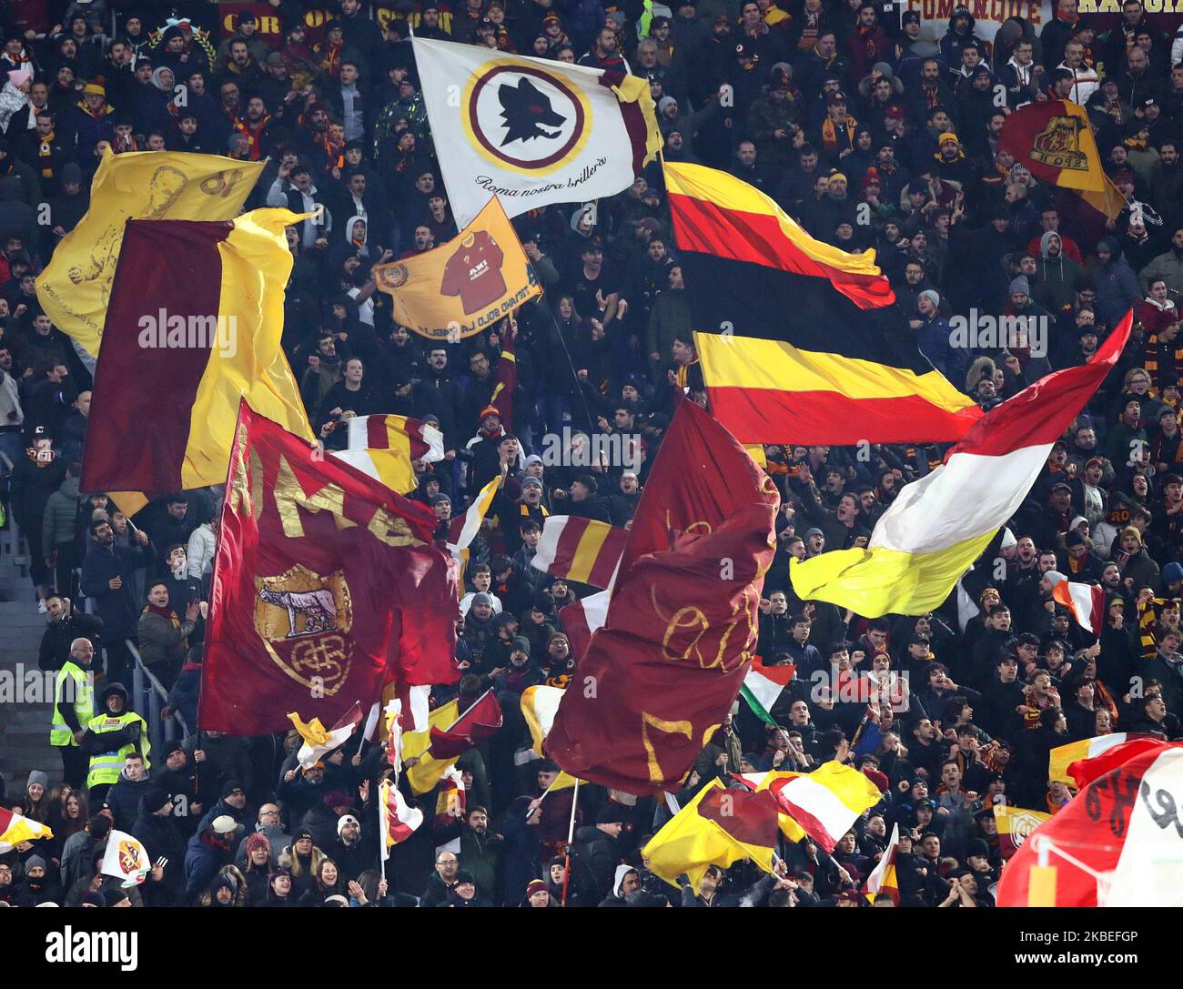 Roma supporters during the football Serie A match AS Roma v FC Juventus ...