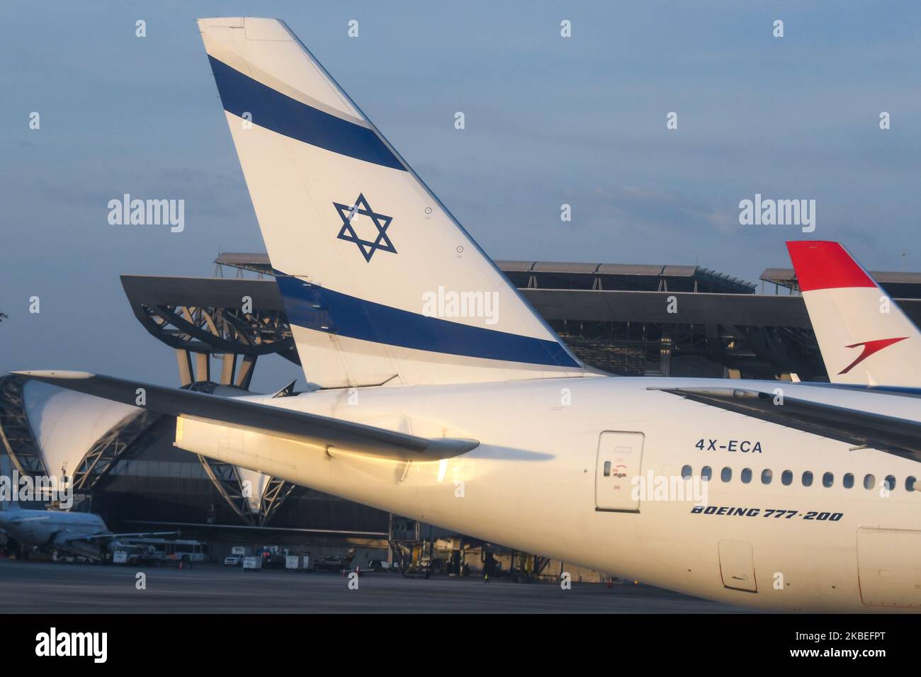 El Al Israel Airlines plane seen at Suvarnabhumi Airport in Bangkok. On ...
