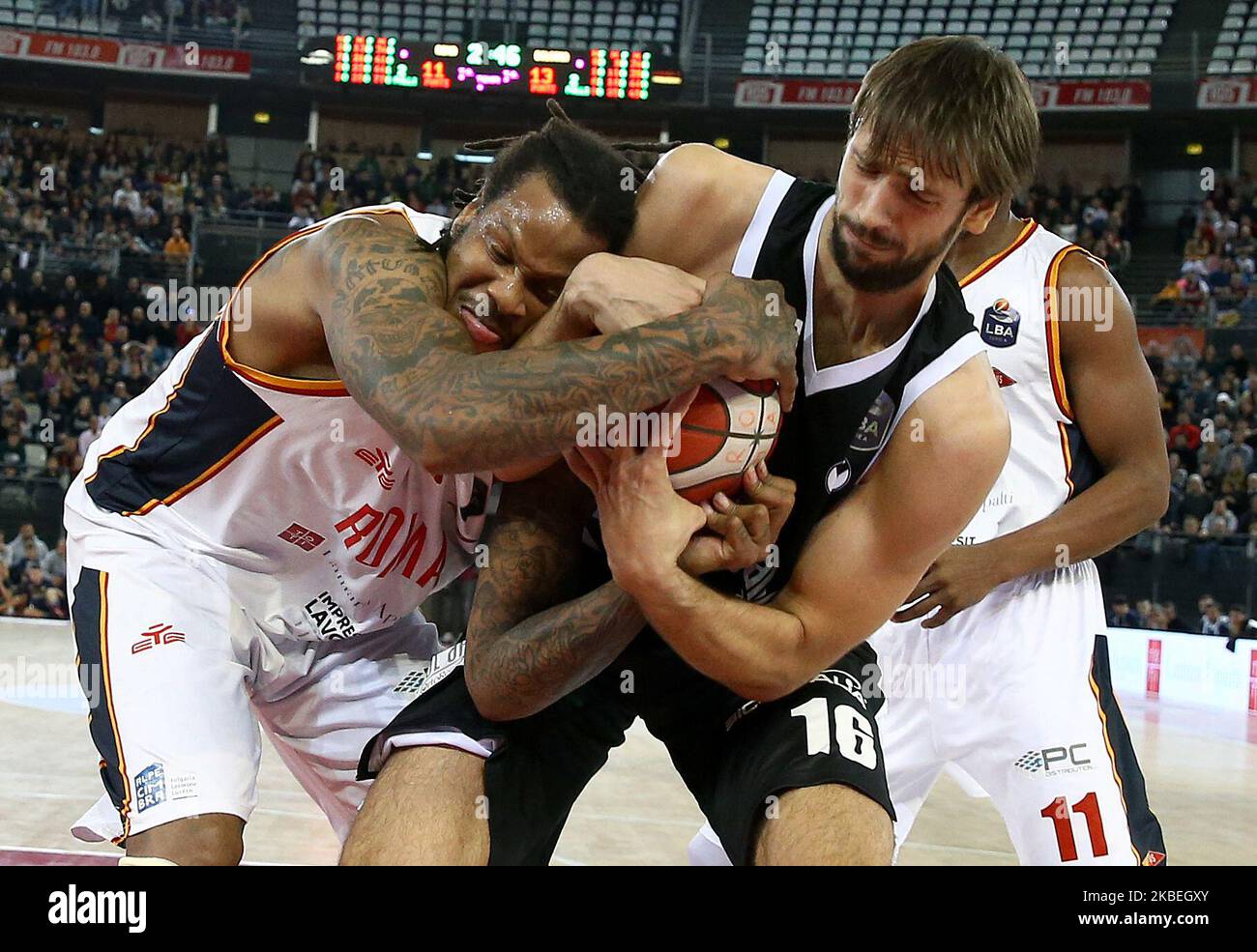 Davon Jefferson of Roma and Marcos Delia of Bologna during the LBA ...