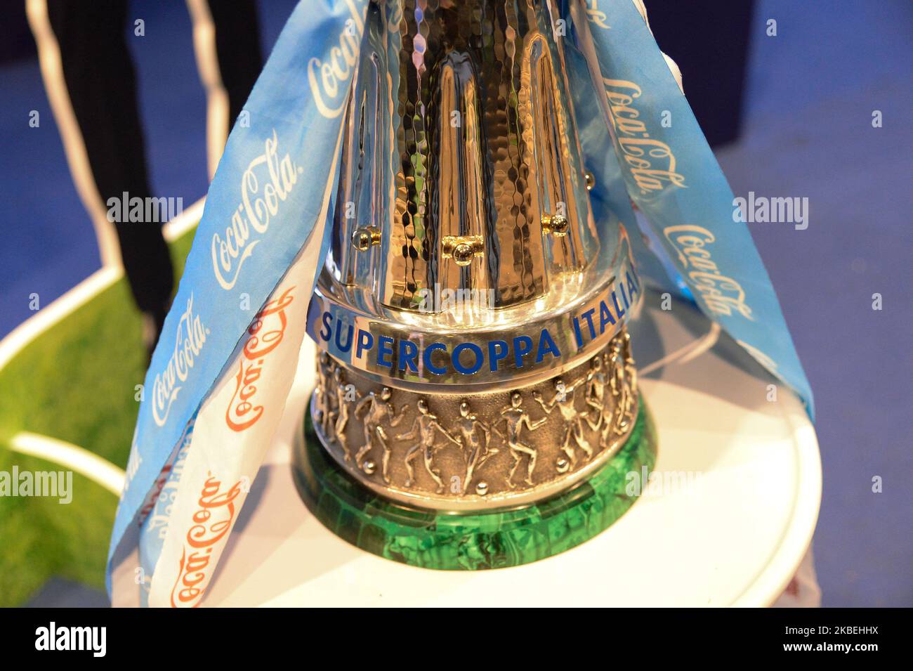 The Italian super cup won by SS Lazio is on display at the Olympic ...