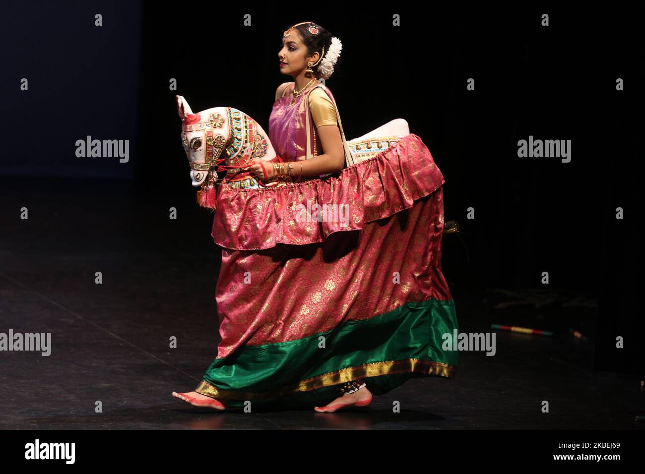 Tamil dancer performs the Poikkal Kuthirai Aattam (false horse dance ...