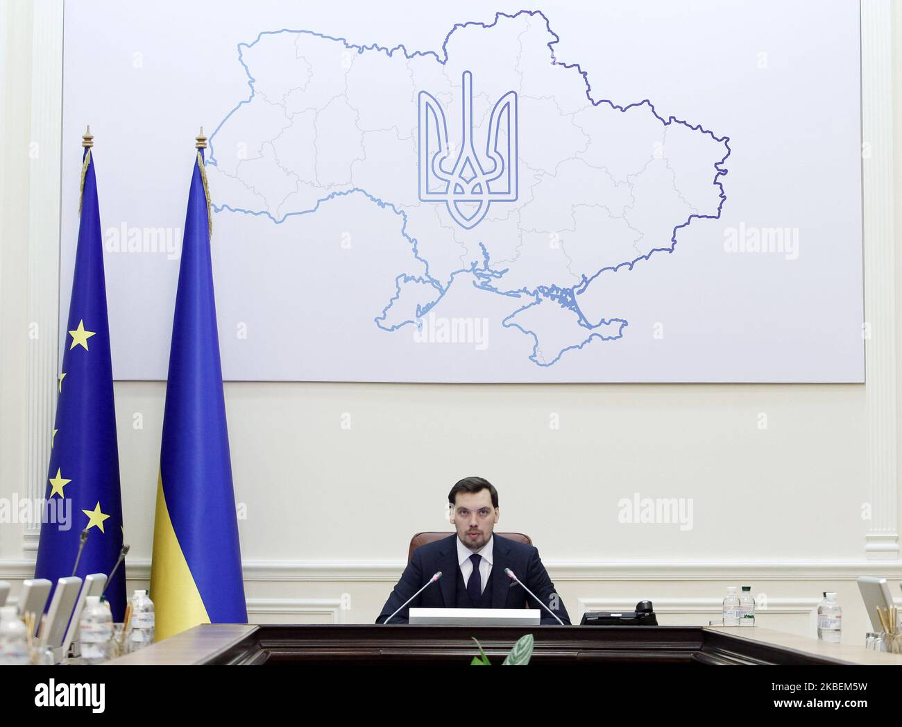 Prime Minister of Ukraine Oleksiy Honcharuk attends the Cabinet of ...