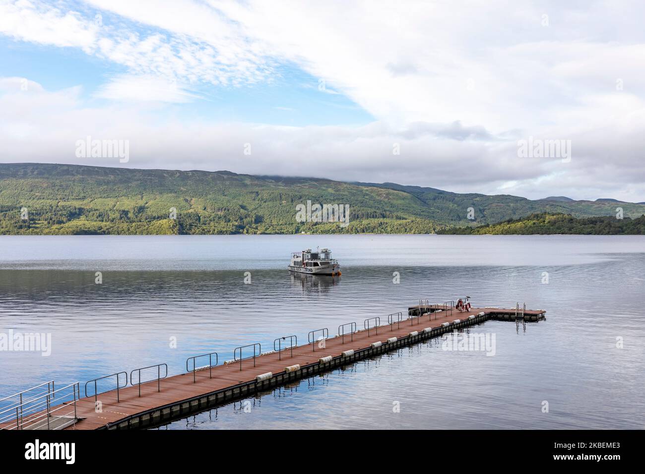 Loch Lomond in southern Scotland view across the Loch to countryside in ...