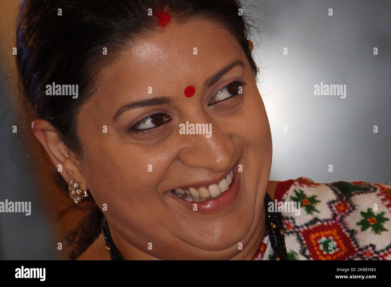 Union minister Smriti Irani looks on during an event in Mumbai, India ...