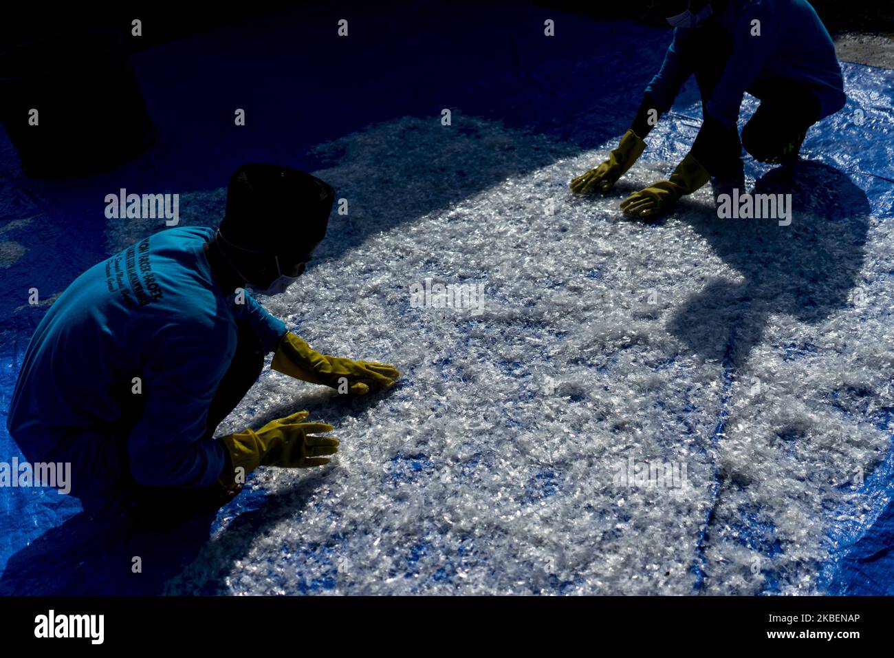 Acehnese students are drying up recycled plastic shards at the Islamic ...
