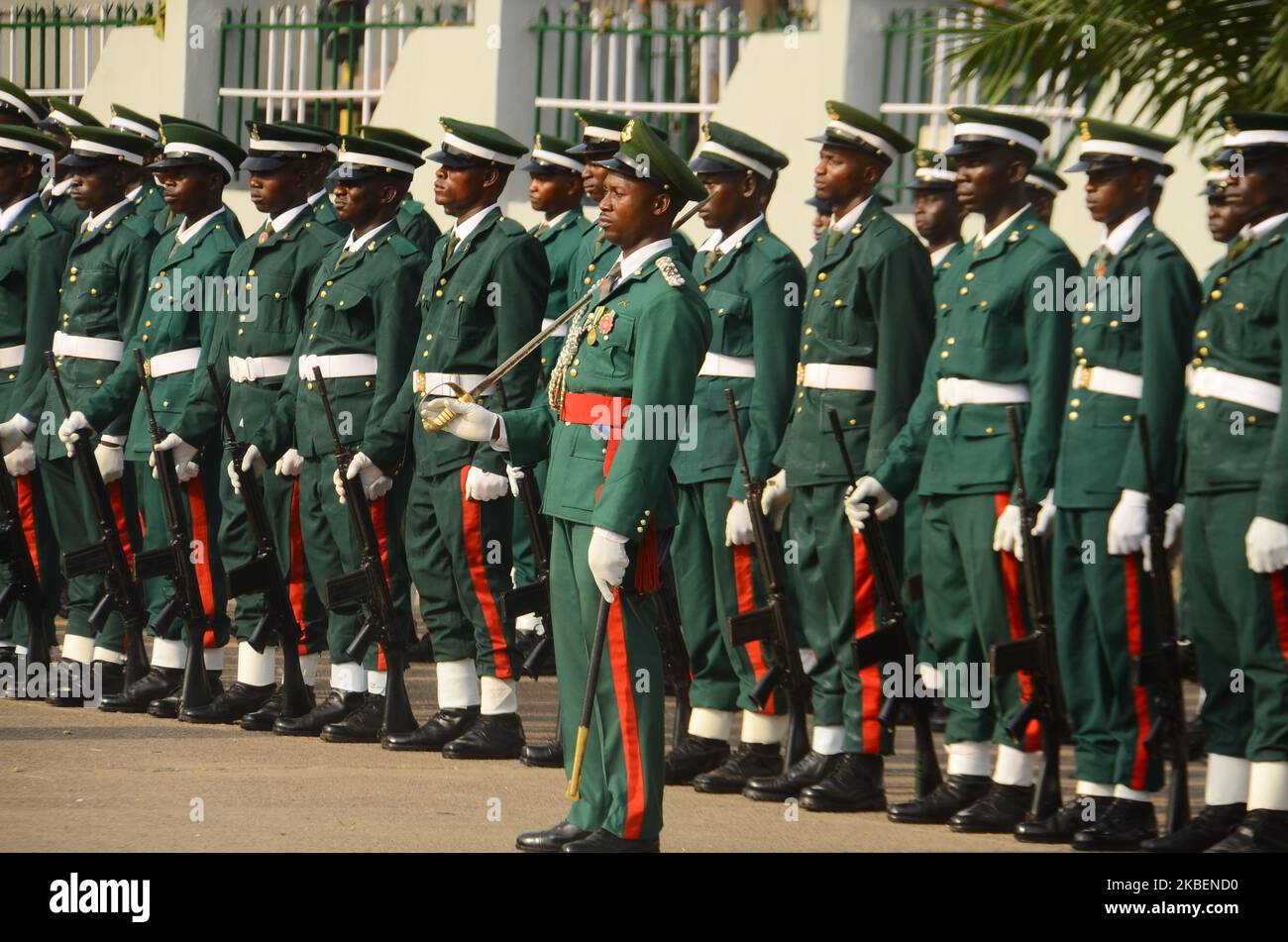 Nigerian soldiers on parade during the 2020 Armed Forces Remembrance Day Celebration held at ...