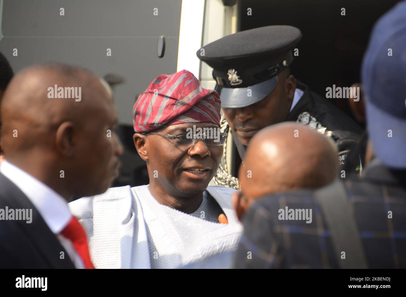 Lagos State Governor Babajide Sonwo-Olu (C) arriving at the military arcade during a ceremony ...