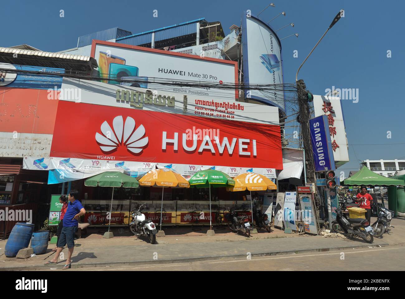 Huawei shop seen in Kampot center. On Monday, January 6, 2020, Kep City ...