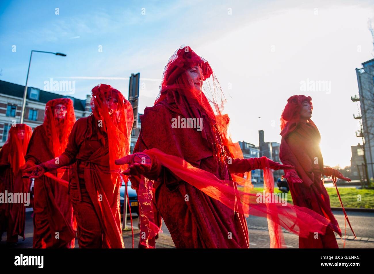 The Red Rebel Brigade is arriving to the Australian embassy during the ...