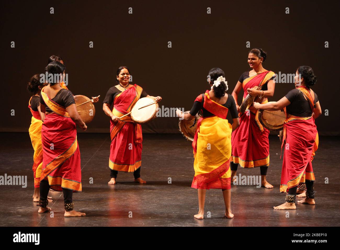 Tamil youth play a rhythmic tune on the Padi (Paadi) drum during a ...