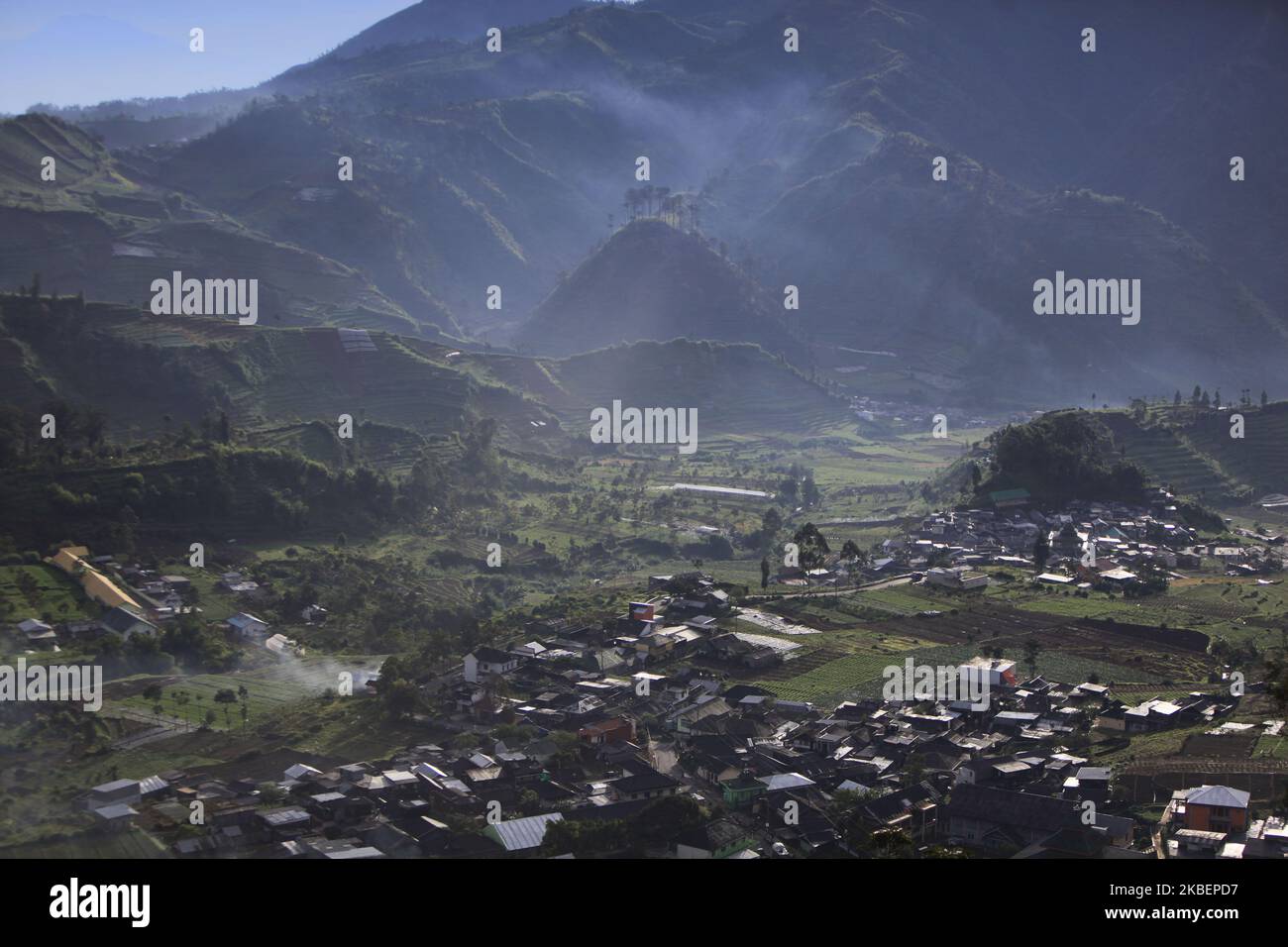 A natural view and village in the Dieng Plateau region, Wonosobo ...