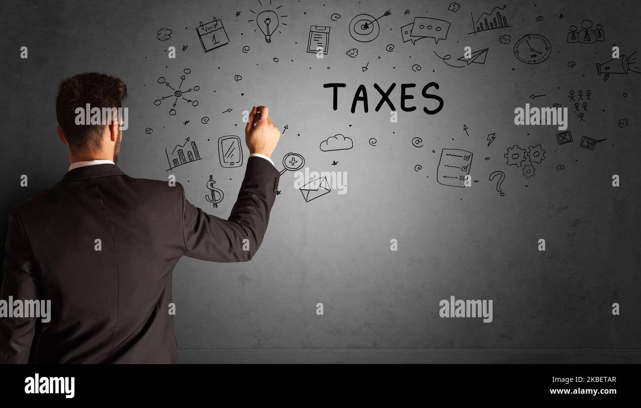 businessman drawing a creative idea sketch Stock Photo - Alamy