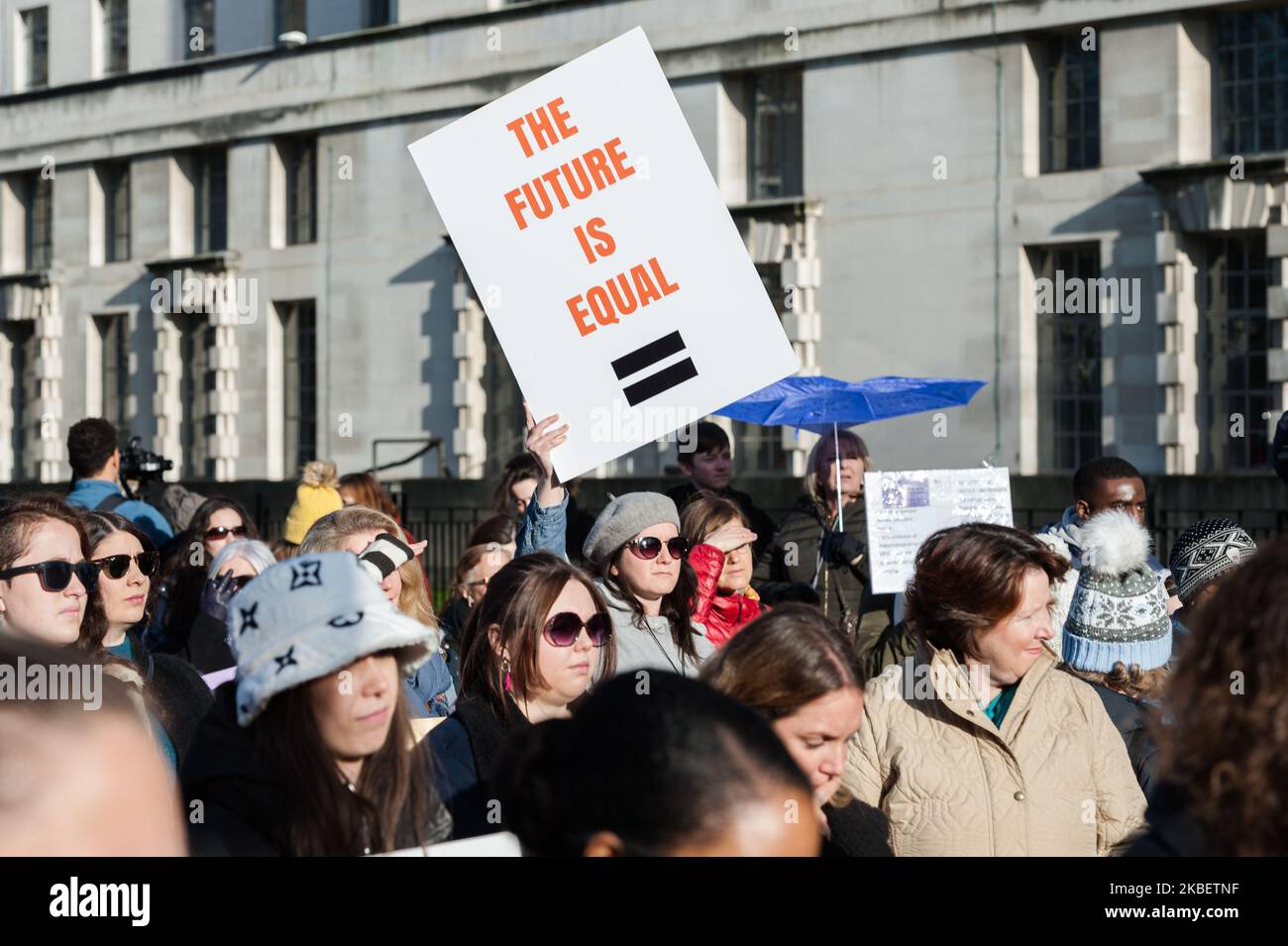 Demonstrators gather on Whitehall outside Downing Street to take part ...