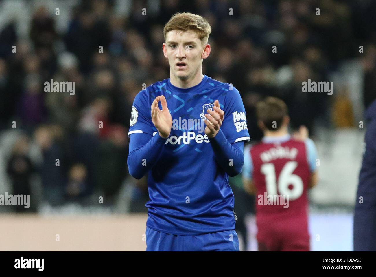 Anthony Gordon of Everton clapping the away fans during the Premier ...