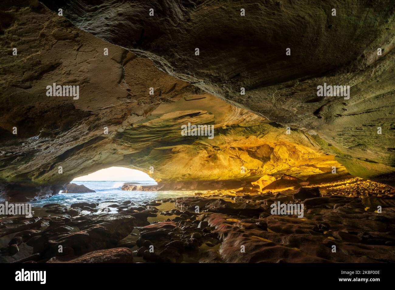 Wonderful view from inside Waenhuiskrans sea-cave looking out towards ...