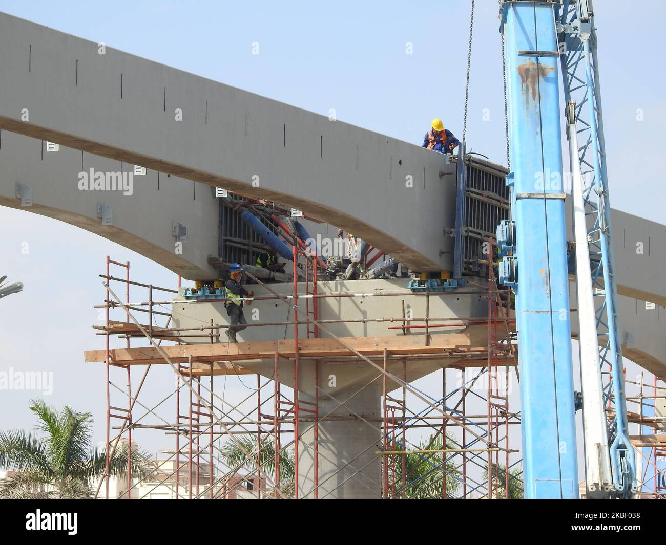 Cairo, Egypt, October 14 2022: Construction site of new Cairo monorail ...