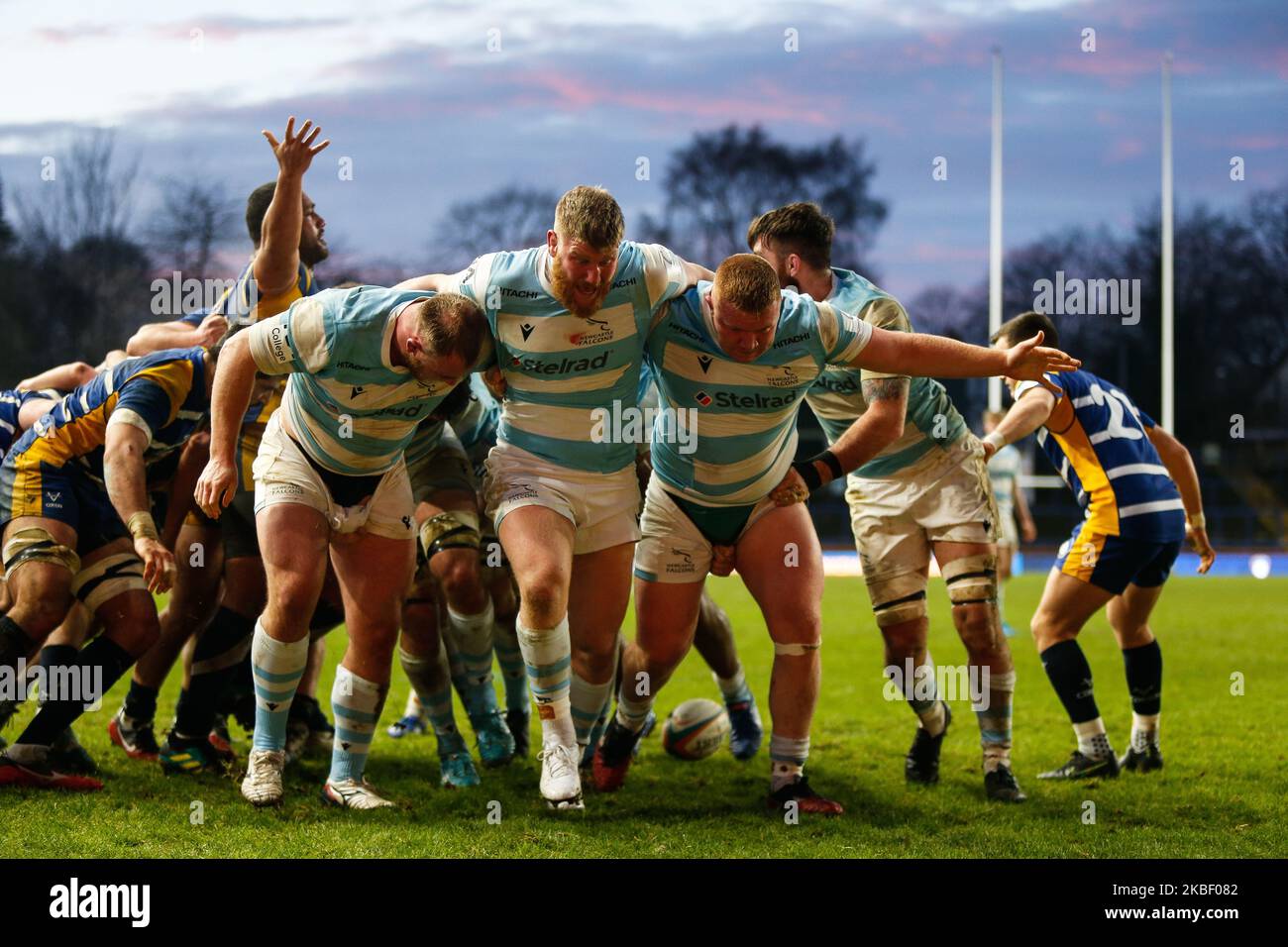 The Falcons front row of Mike Daniels (left), Charlie Maddison (centre ...