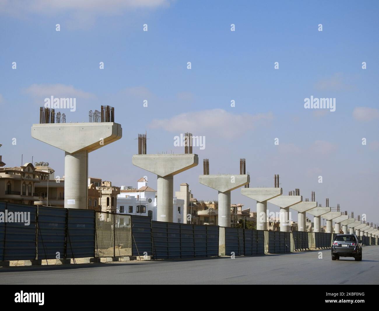 Cairo, Egypt, October 14 2022: Construction site of new Cairo monorail ...