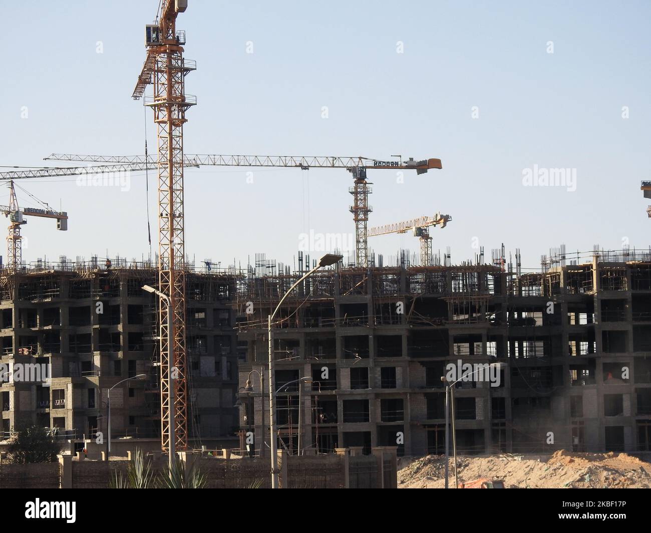 Giza, Egypt, October 16 2022: A construction site of new rise up of new ...