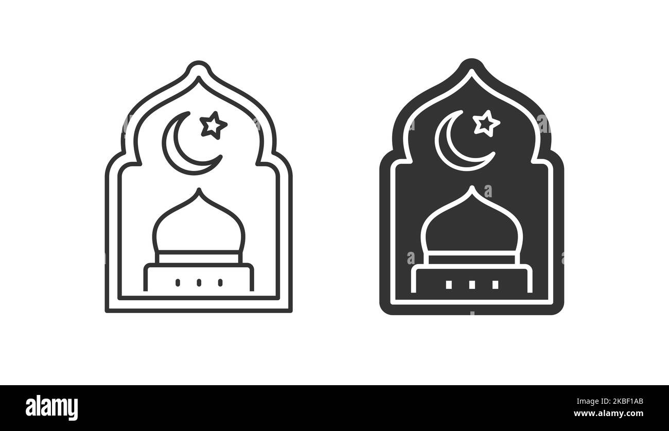 Islamic window icons with mosque and crescent Stock Vector Image & Art ...