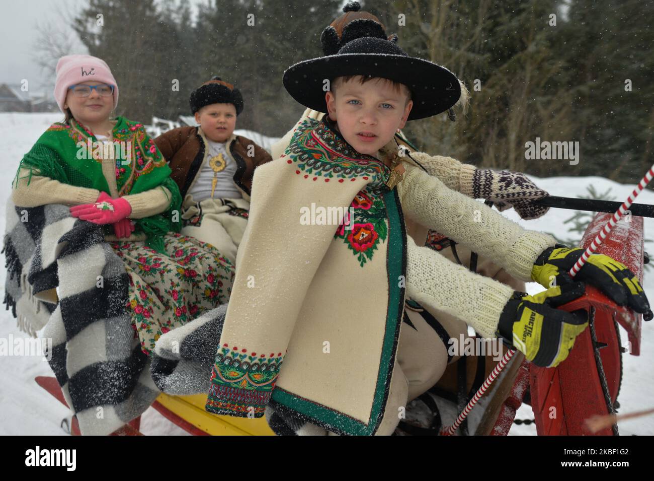 Young participants during a parade of the 2020 edition of Poronin ...