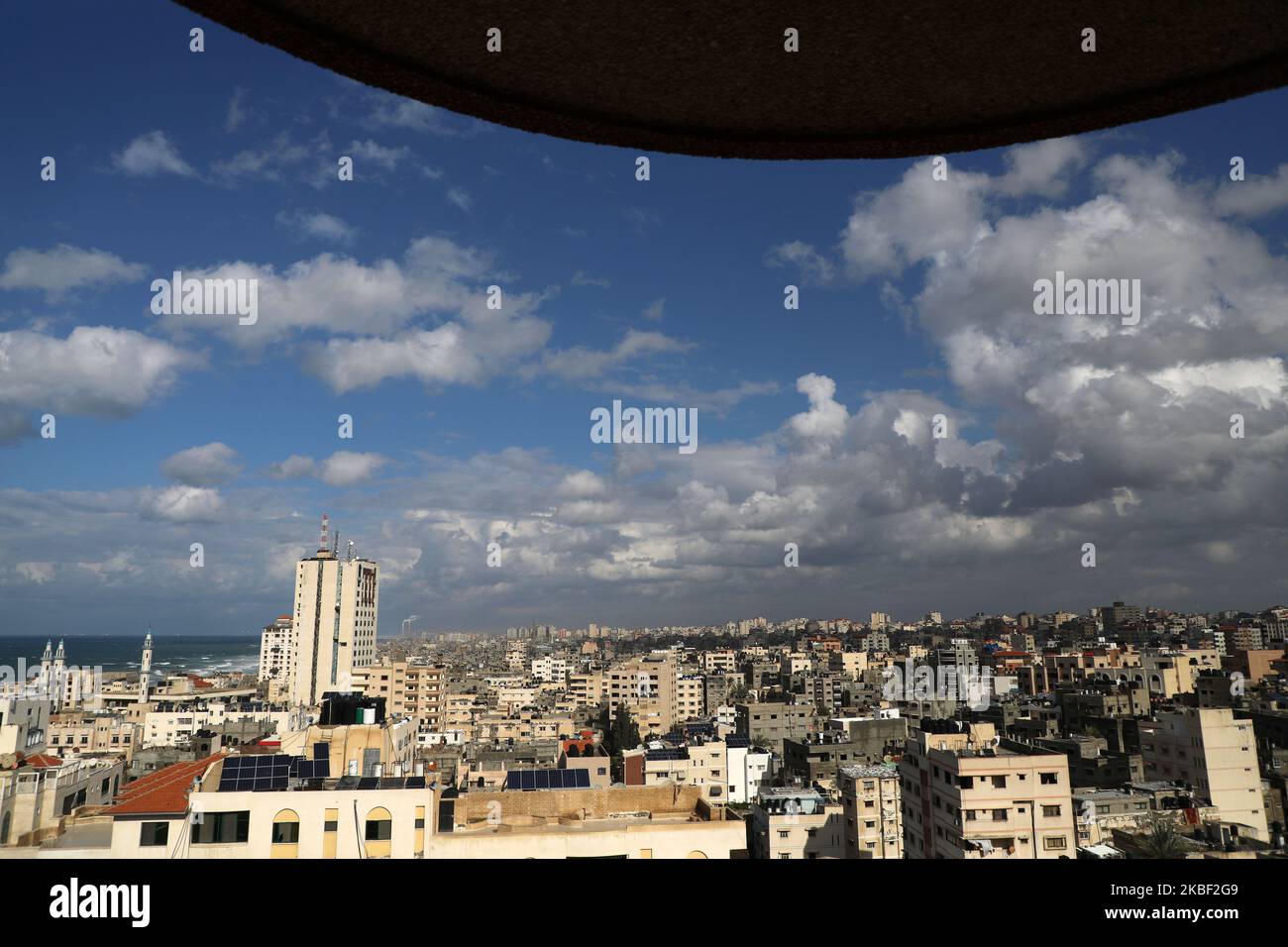 General view shows buildings in Gaza City , on January 21, 2020. (Photo ...