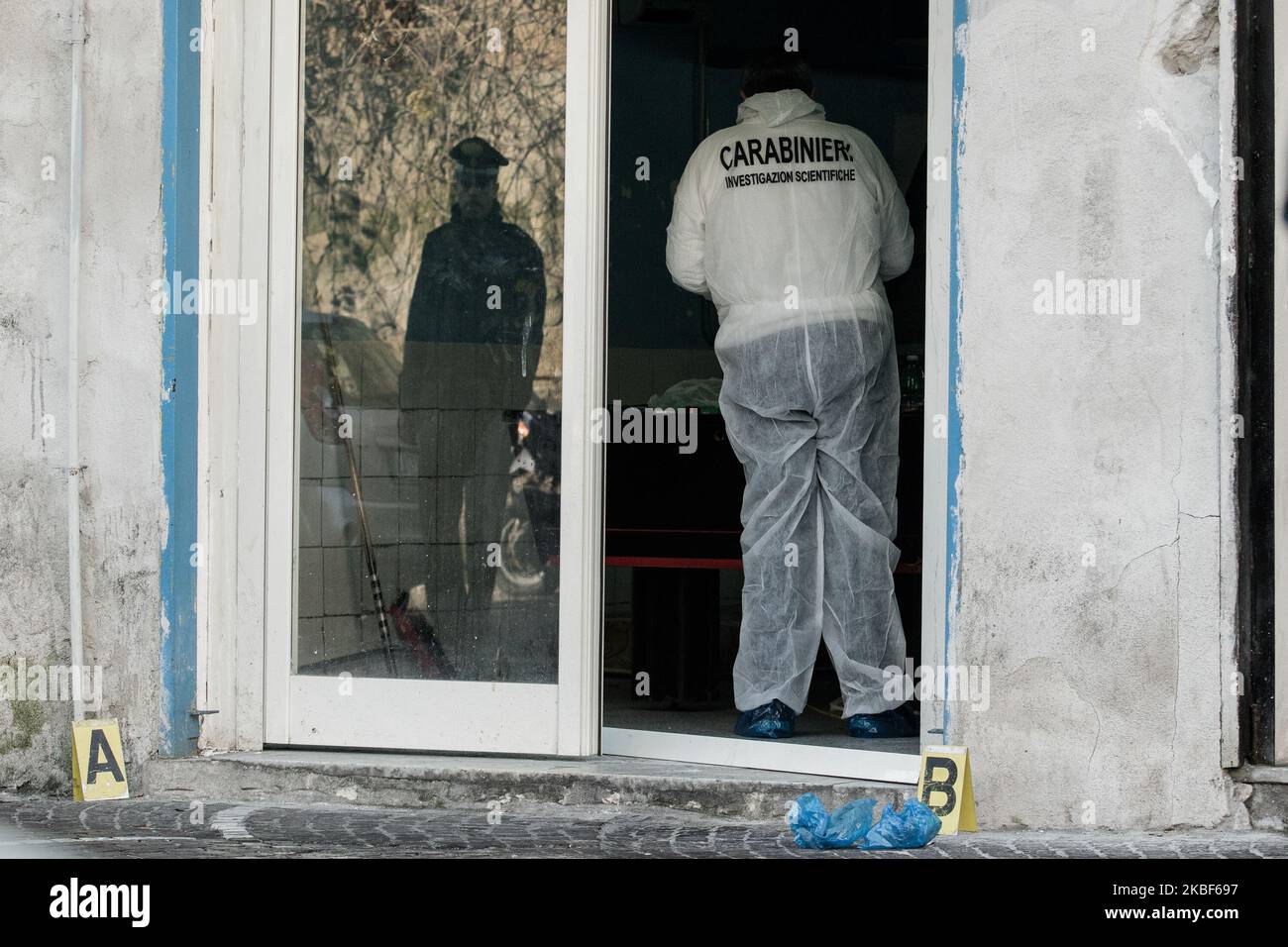 A scene of crime of a homicide in Naples, Italy. A 44-year-old man ...