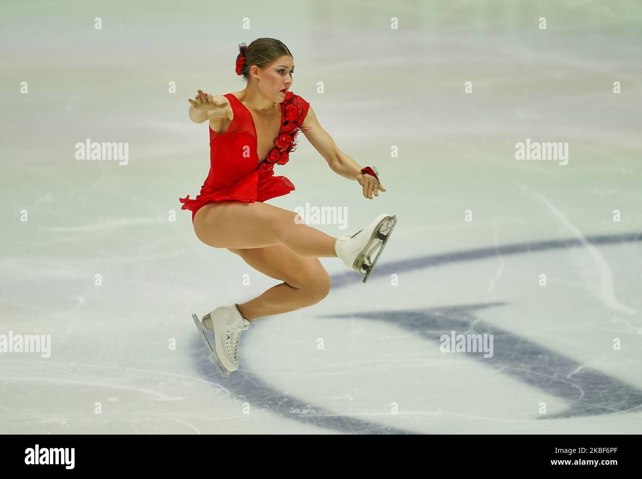 Jenni Saarinen of Finland in action during Ladies Short Program at ISU European Figure Skating ...