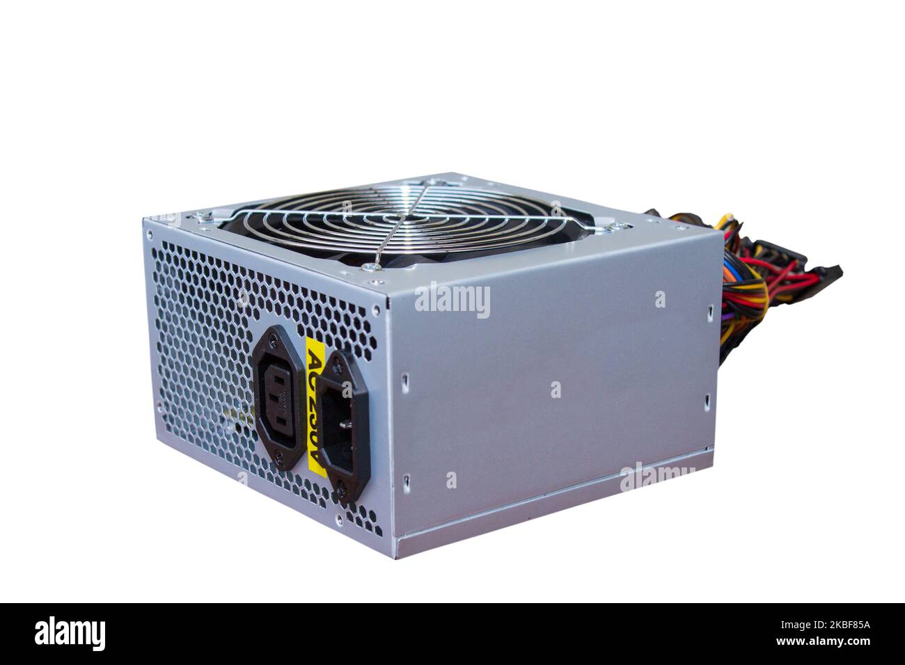 electric power supply for the computer on a white background Stock ...