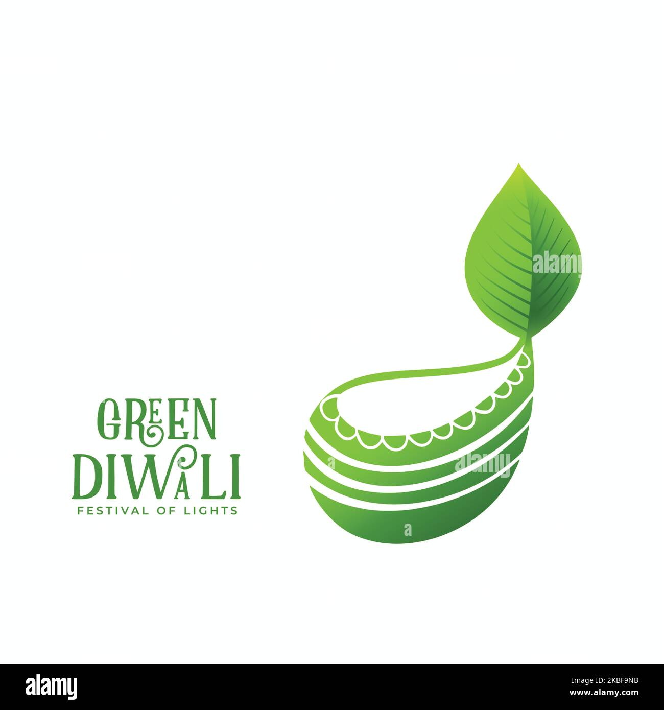 creative green eco diwali leaf diya concept background Stock Vector ...