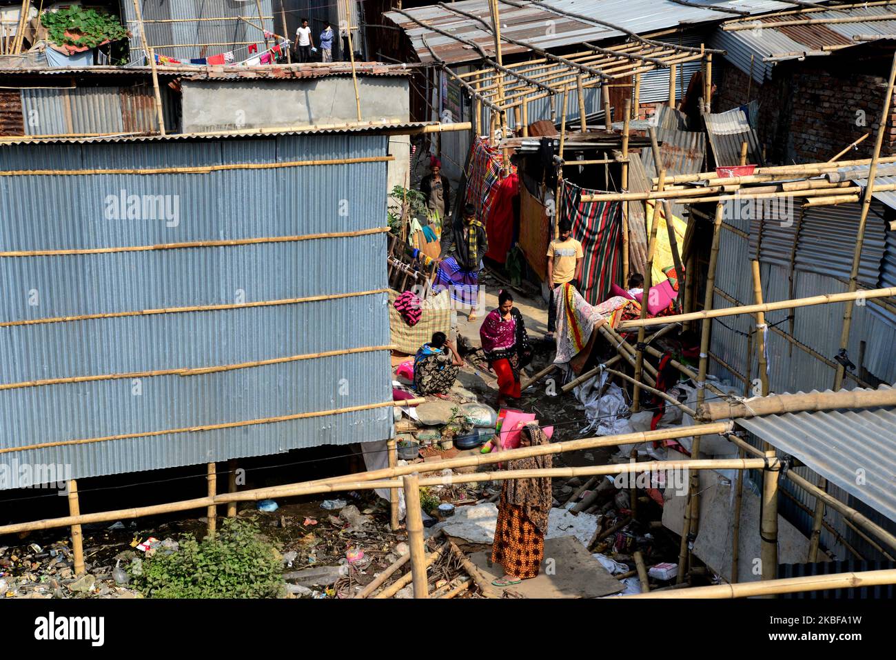 Peoples are living in the makeshift home in the slums in Dhaka ...