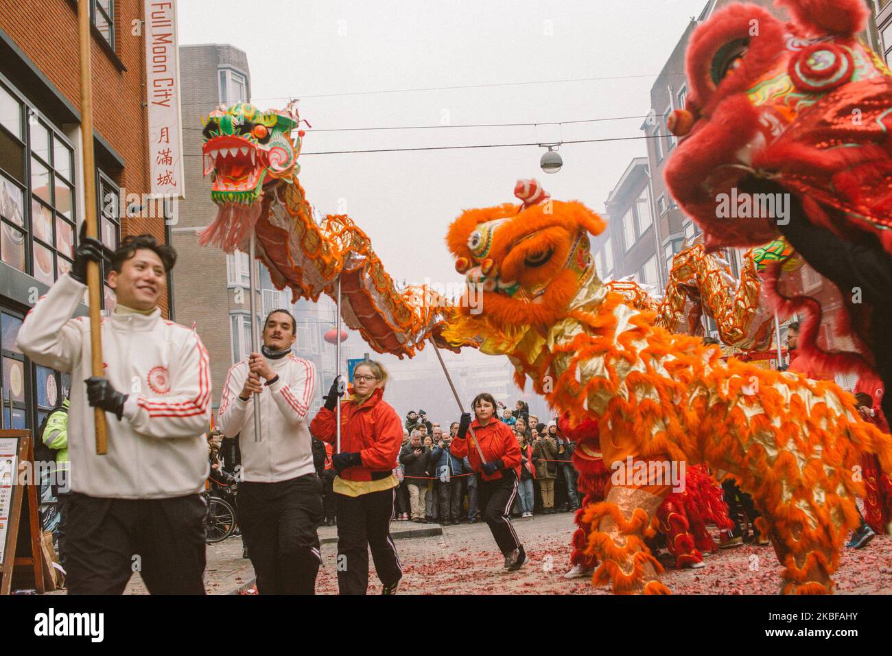 Lion dance in China Town during the celebration of Chinese New Year ...