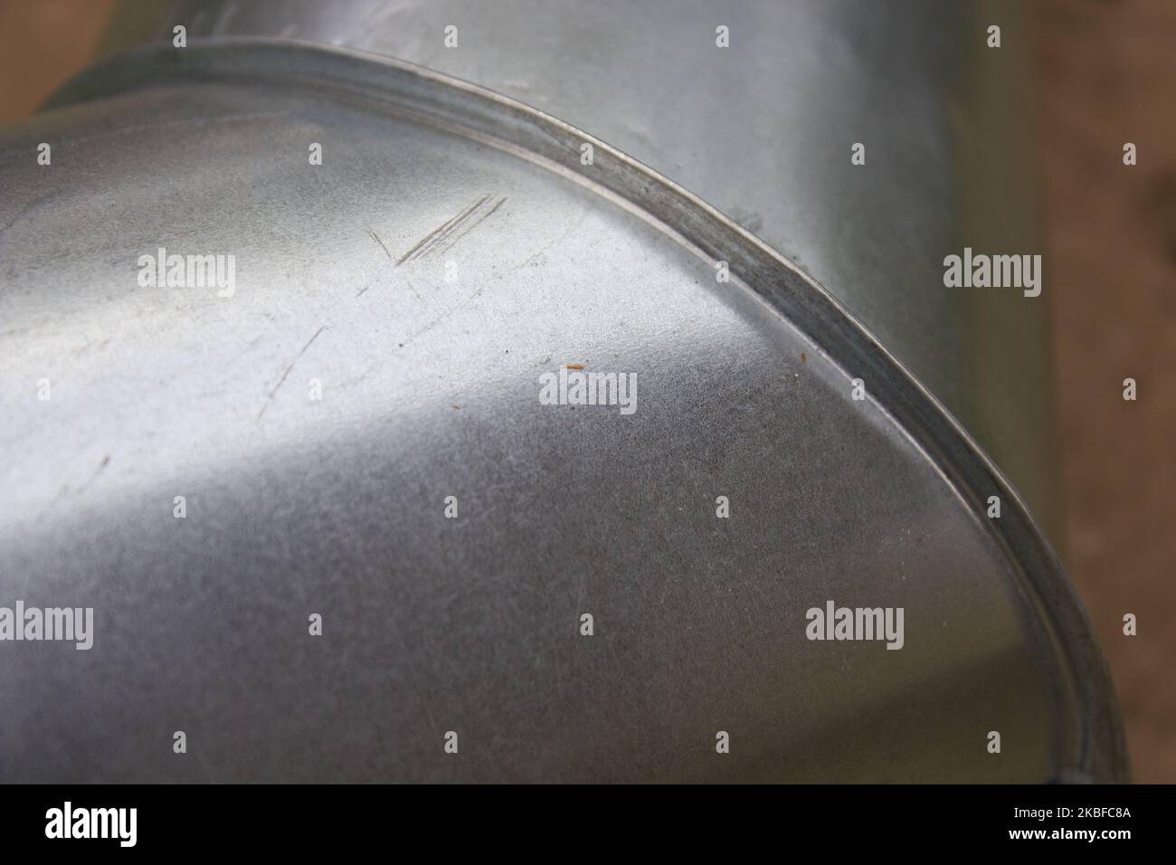 close up of a galvanized sheet connection in a drainage pipe Stock ...